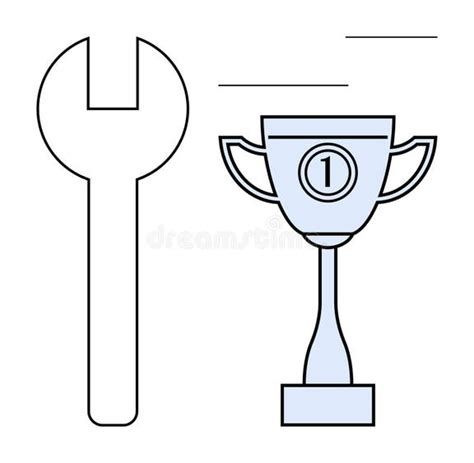 Wrench And Trophy Achievement And Success Through Hard Work Stock