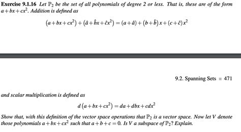 solved exercise 9 1 16 let p2 be the set of all polynomials