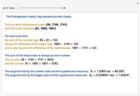 Twin Pythagorean Triples Wolfram Demonstrations Project