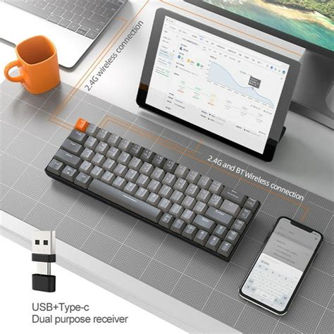 K68 Gamer Keypad Keycap Usb Type C Port Dual Mode Personalized Keypad Convenient Bodega