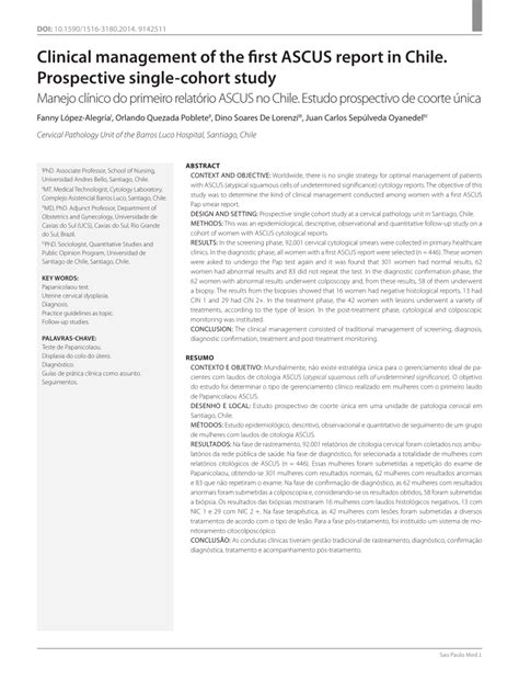 Pdf Clinical Management Of The First Ascus Report In Chile