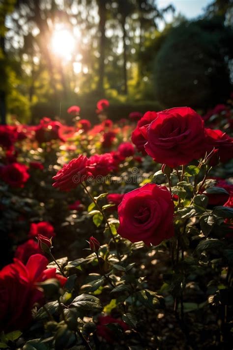 Red Roses In A Garden Stock Illustration Illustration Of Shrub 275689214