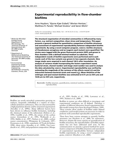 Pdf Experimental Reproducibility In Flow Chamber Biofilms