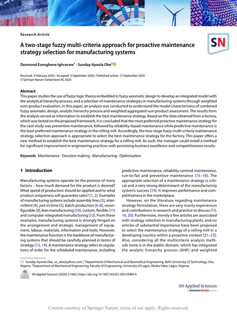 A Two Stage Fuzzy Multi Criteria Approach For Proactive Maintenance