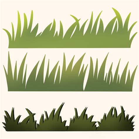 Set Of Design Elements Of Nature Fragments Of Green Grass And Bush