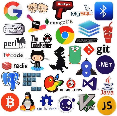 Set Of Programming Stickers For Developer Includes R C Python Linux Swift Stickers For