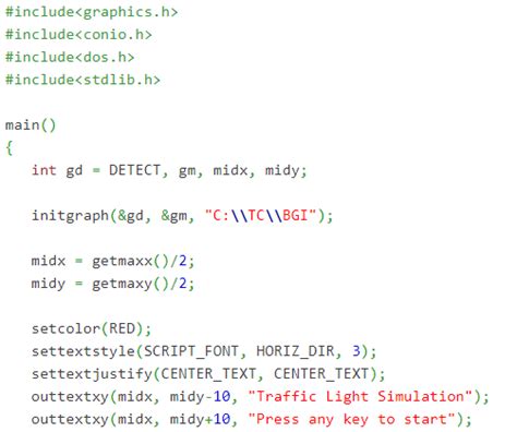 Traffic Light Program In C