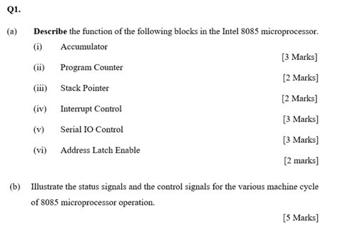 Solved A Describe The Function Of The Following Blocks In