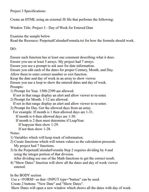 Solved Project 3 Specifications Create An HTML Using An Chegg