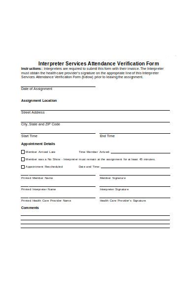 Free 30 Attendance Verification Forms In Pdf Ms Word
