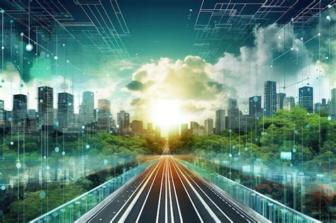 Premium Vector Digital Data Flow On Road In Concept Of Cyber Global Communication And Coding