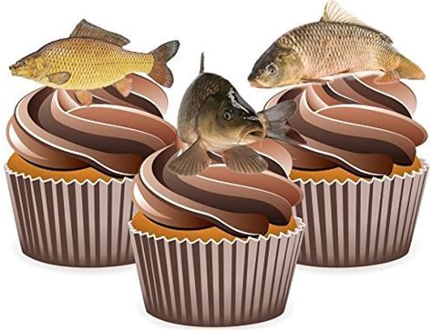 Ak Tshop Pre Cut Fishing Carp Cake Decorations Edible Cup