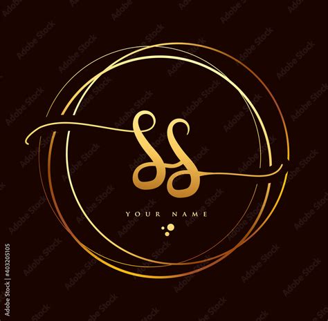 Ss Initial Handwriting Logo Golden Color Hand Lettering Initials Logo Branding Feminine And