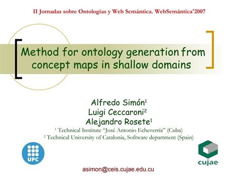 Method For Ontology Generation From Concept Maps In Shallow Domains Ppt
