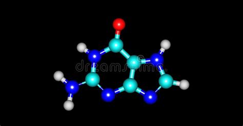Guanine Molecular Structure Isolated On Black Stock Illustration Illustration Of Chemical