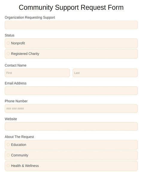 Free Community Support Request Form Template