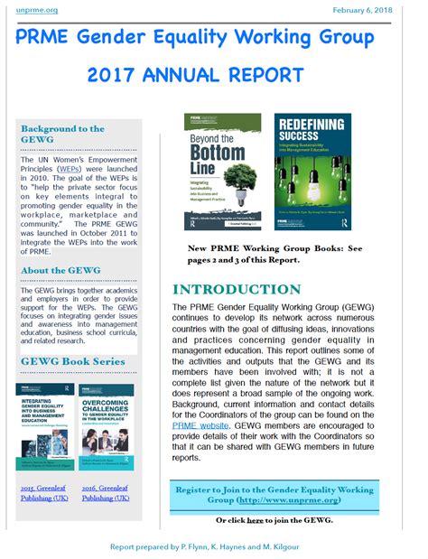 2017 Working Group Report Unprme