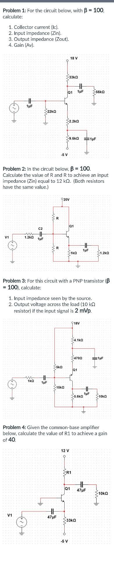 solved problem 1 for the circuit below with β 100