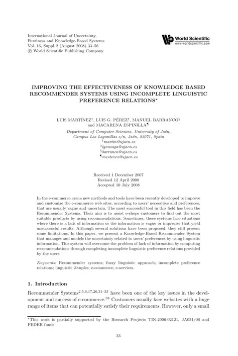 Pdf Improving The Effectiveness Of Knowledge Based Recommender Systems Using Incomplete