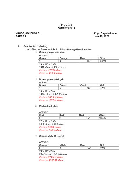 Electronics Engineering Assignment Docsity