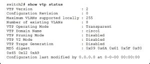Refer To The Exhibit Which Two Settings Show The Default Value Of VTP Configuration On A Cisco
