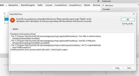 Unhandled Internal Error Syncing Issue Online Experiments Psychopy