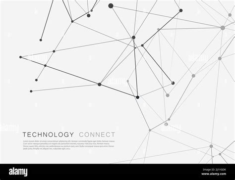 Connected Abstract Pattern With Dots On Overlapping Lines Vector Technology Background Stock