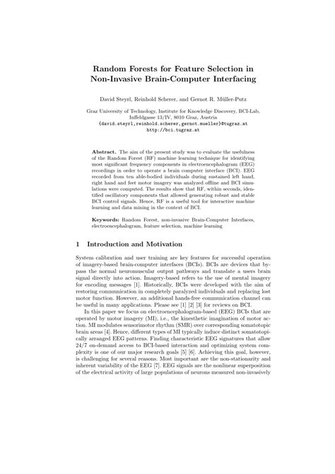 Pdf Random Forests For Feature Selection In Non Invasive Brain