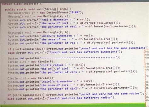 Solved Create Two Classes Rectangle And Circle That Inherit Chegg