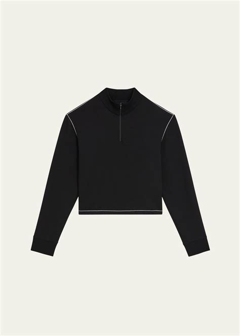 Theory Cropped Half Zip Pullover Top Bergdorf Goodman