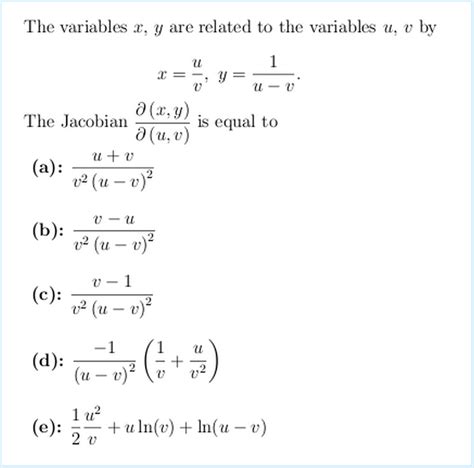 Solved The Variables X Y Are Related To The Variables Uv