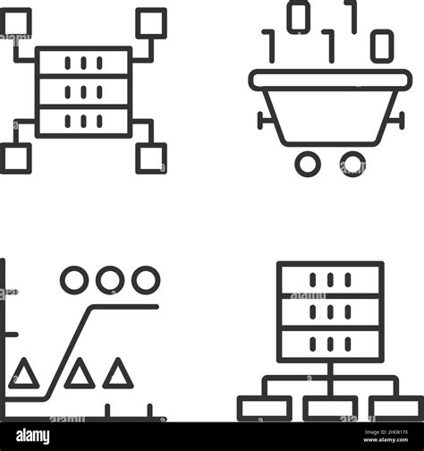Dataset Processing Linear Perfect Pixel Icons Set Stock Vector Image