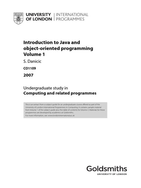 Introduction To Java Object Oriented Computing Pdf Method Computer