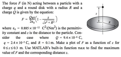 solved the force f in n acting between a particle with a