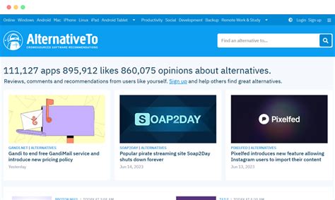 alternativeto 相似网站应用替代方案搜索平台 网络探索者
