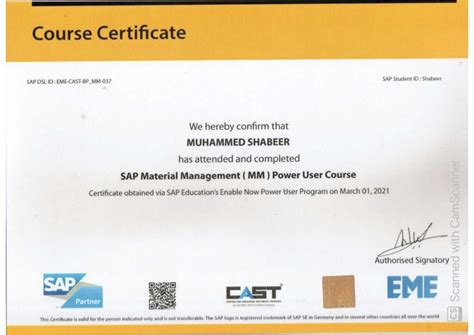 Muhammed Shabeer On Linkedin I Am Honored To Share With You My Accomplishment Of Being Sap