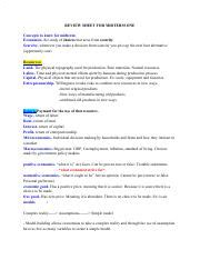 REVIEW SHEET FOR MIDTERM ONE Pdf REVIEW SHEET FOR MIDTERM ONE Concepts To Know For Midterm