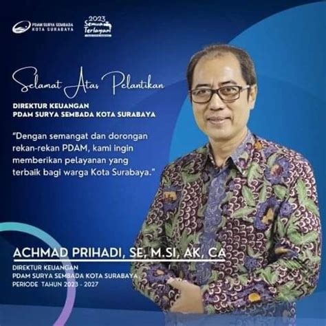 Achmad Prihadi Resmi Jabat Direktur Keuangan Pdam Surya Sembada