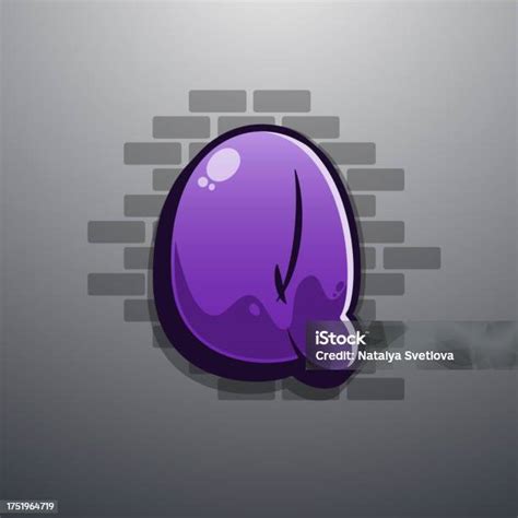 편지 Q 그래피티 알파벳 버블 그래피티 편지 보라색 대문자로 물방울이 떨어지고 스프레이 효과가 있습니다 그래피티 글꼴 거리에