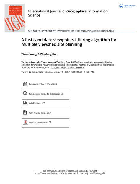 Pdf A Fast Candidate Viewpoints Filtering Algorithm For Multiple Viewshed Site Planning