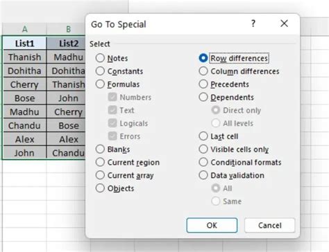 how to compare two lists or datasets in excel geeksforgeeks