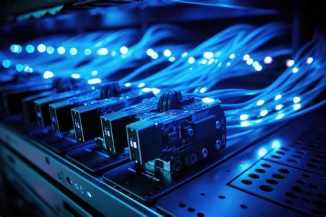 Premium Ai Image Big Database Servers Connection With Fiber Optic Cable