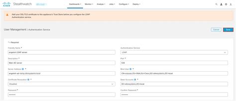 configure external authentication and authorization via ldaps for
