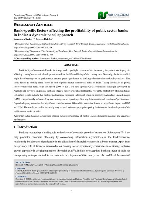 Pdf Bank Specific Factors Affecting The Profitability Of Public