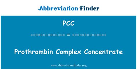 Pcc Significa Concentrado De Complejo De Protrombina Prothrombin