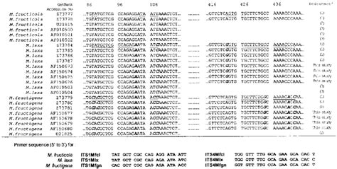 sequence alignment of the its1 and its2 regions showing download