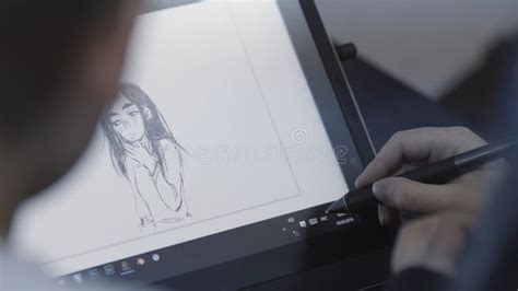 Digital Art Concept Graphic Designer Using A Stylus Pen And A Tablet