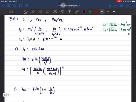 A Long Silicon Pn Junction Solar Cell At T300 K Has The Following