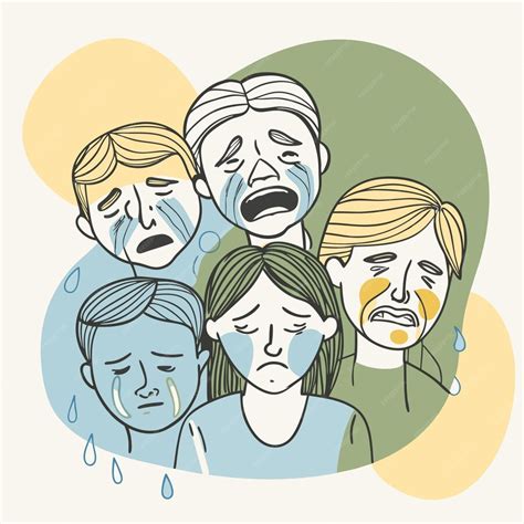 A Cartoon Drawing Of A Group Of People Crying Premium Ai Generated Vector