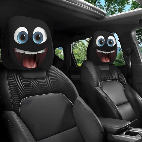 Funny Cartoon Car Headrest Covers 2d Universal Cute Funny